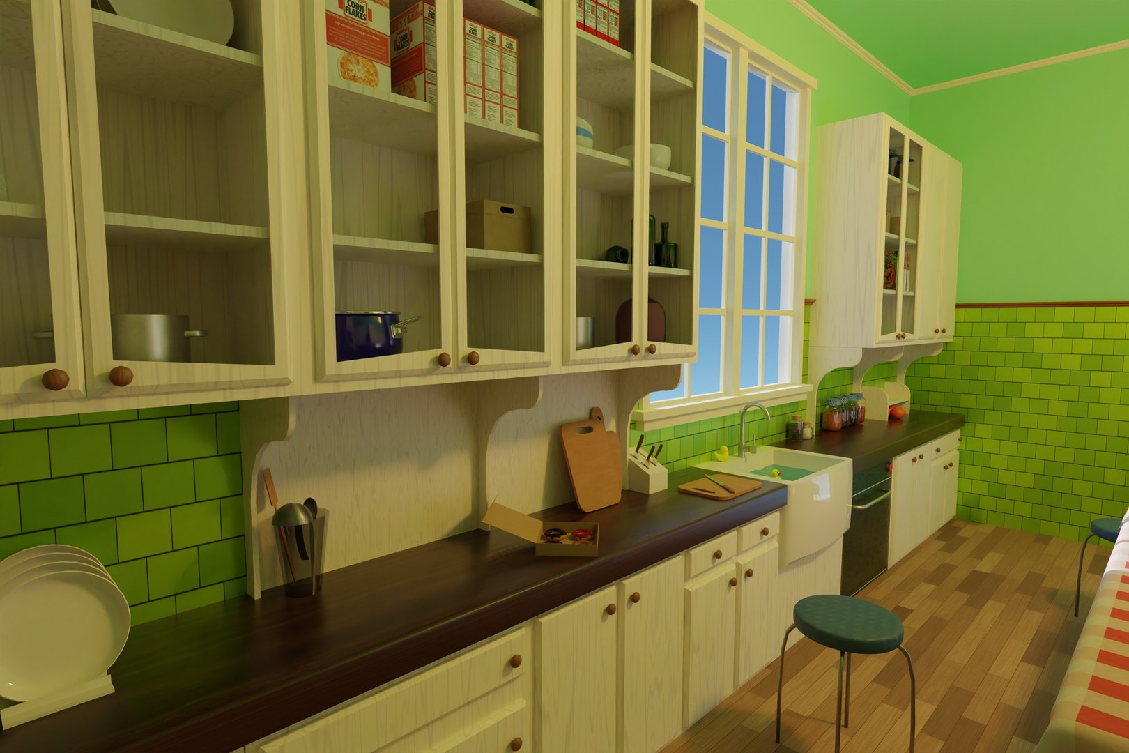 3D Model Cartoon Kitchen Room - TurboSquid 2052336