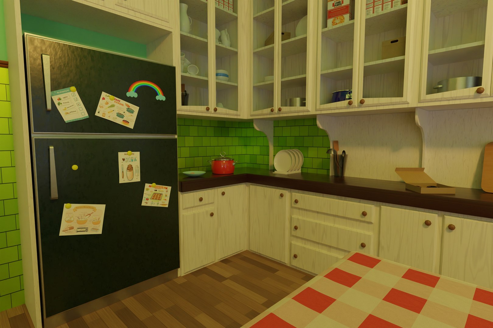 3D Model Cartoon Kitchen Room - TurboSquid 2052336