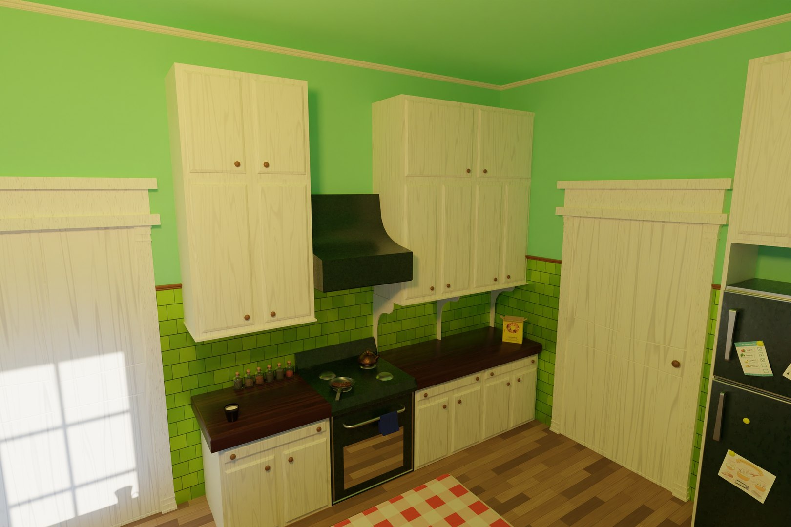 3D Model Cartoon Kitchen Room - TurboSquid 2052336