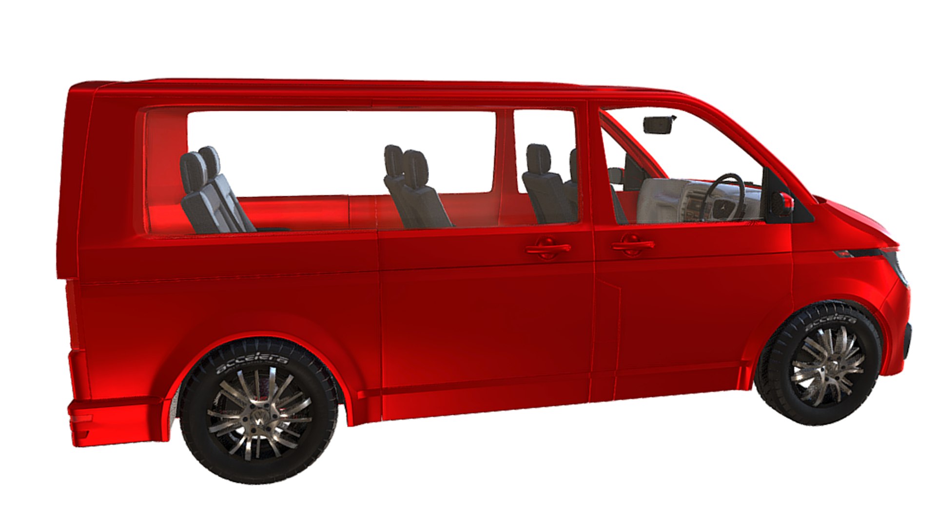 Red Van - Volkswagen Transporter T6 3D model - TurboSquid 2149369