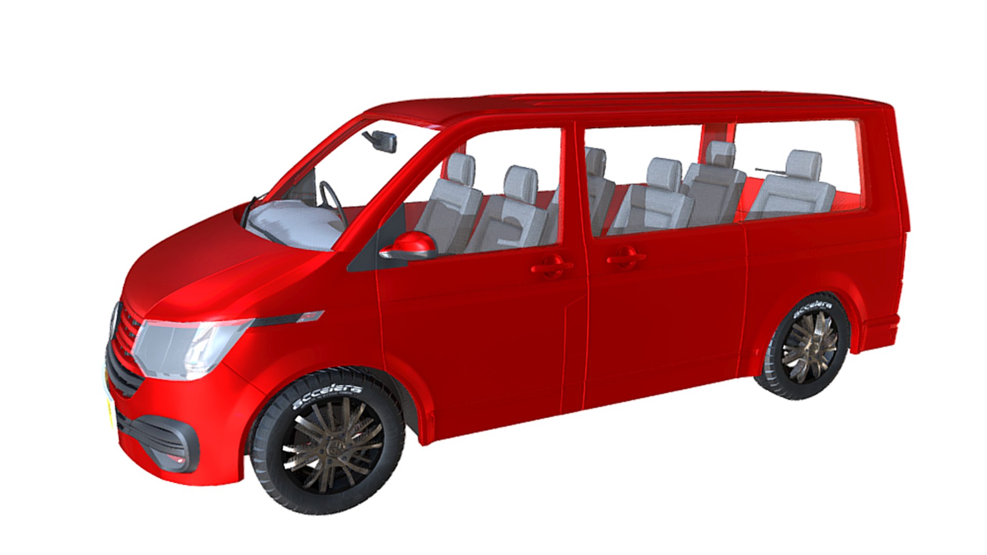 Red Van - Volkswagen Transporter T6 3D model - TurboSquid 2149369
