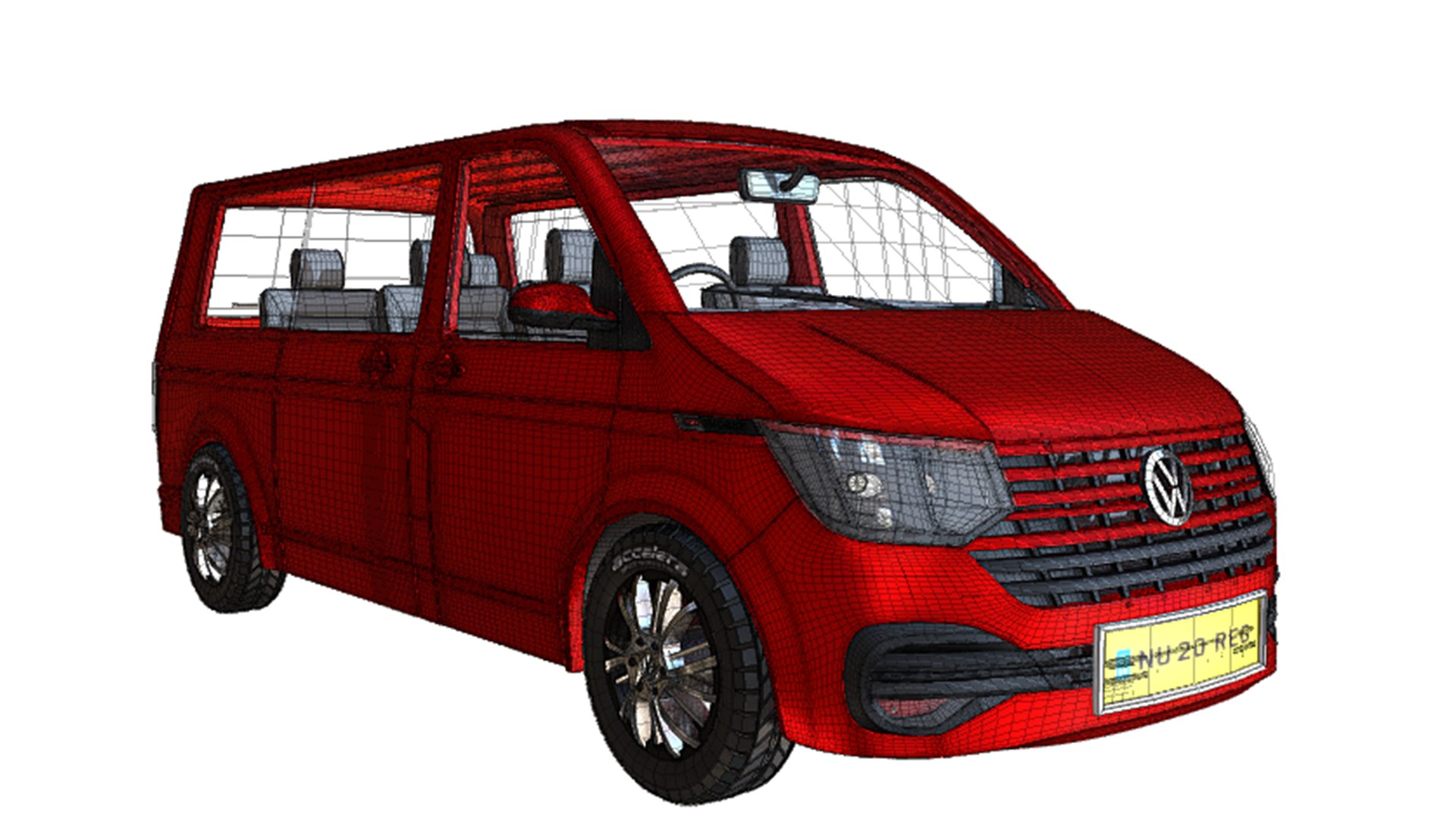 Red Van - Volkswagen Transporter T6 3D model - TurboSquid 2149369