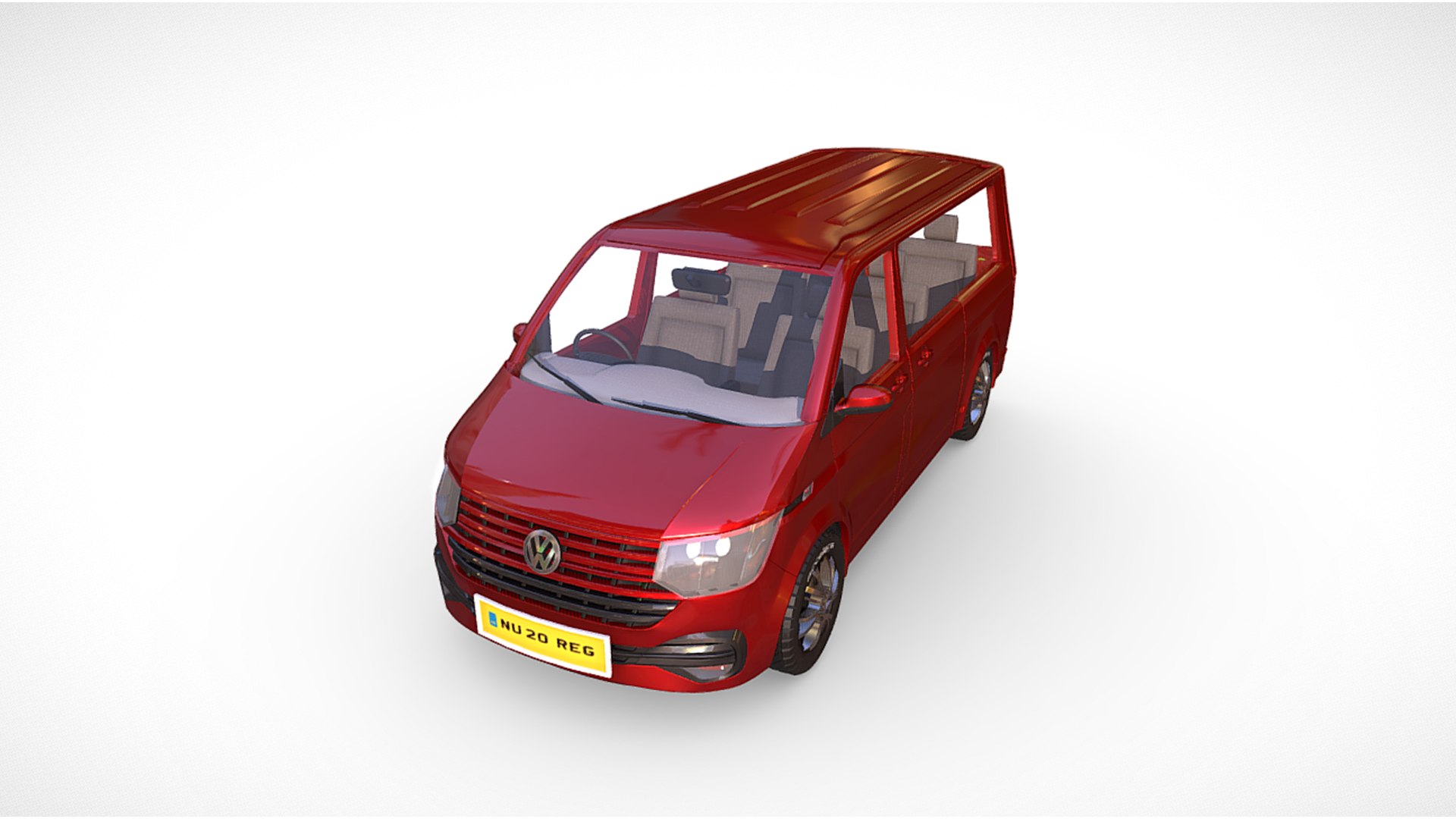 Red Van - Volkswagen Transporter T6 3D Model - TurboSquid 2149369