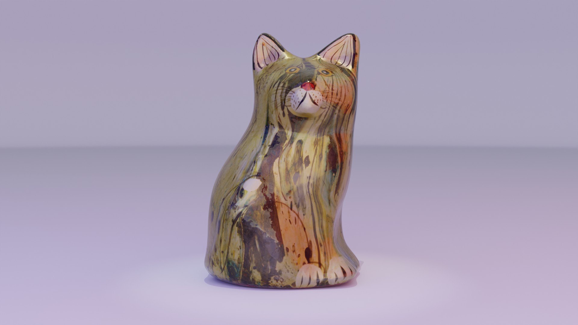 3D The Cat Ceramic Figure Low-poly 3D Model Model - TurboSquid 1886217