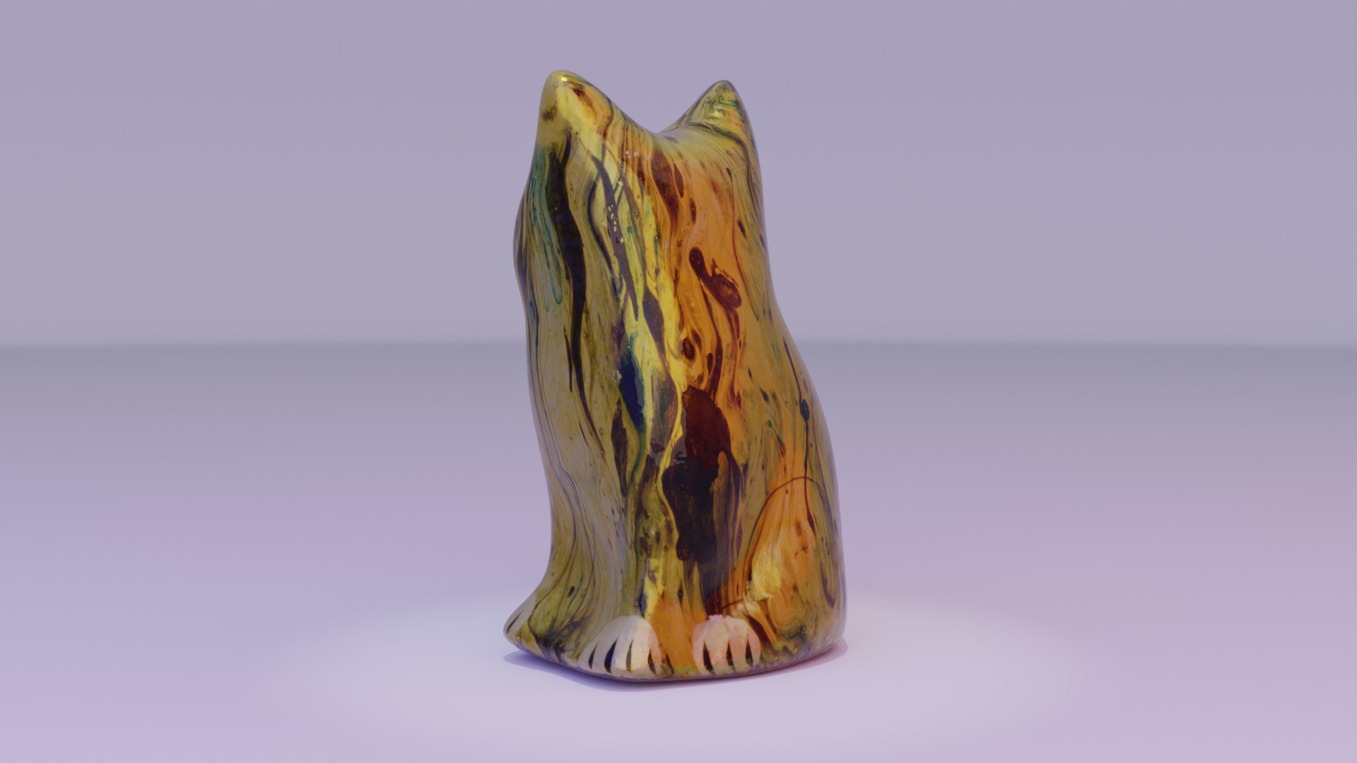 3D The Cat Ceramic Figure Low-poly 3D Model Model - TurboSquid 1886217