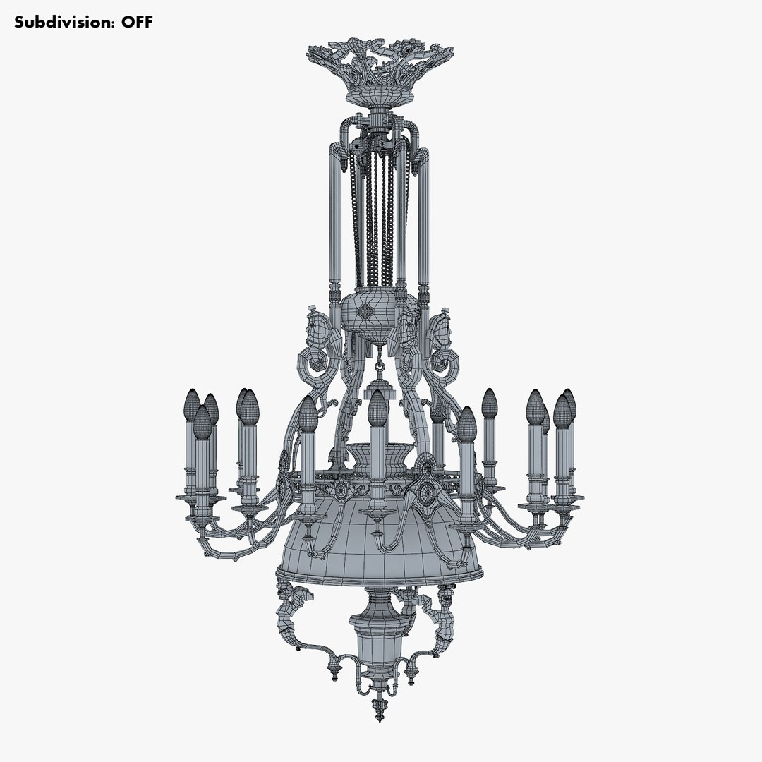 Chandelier Antique Rococo v 1 3D model - TurboSquid 1992186