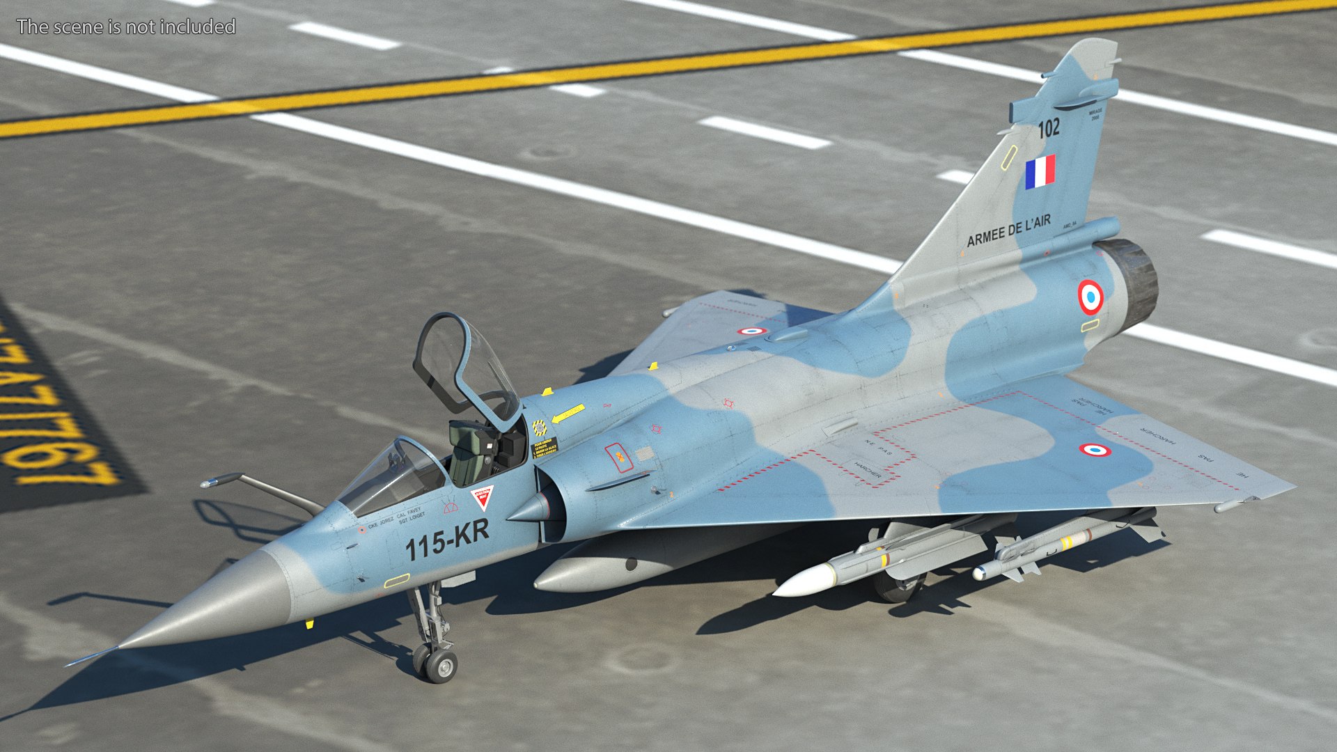 French Air Force Mirage 2000C with Armament Rigged 3D model ...