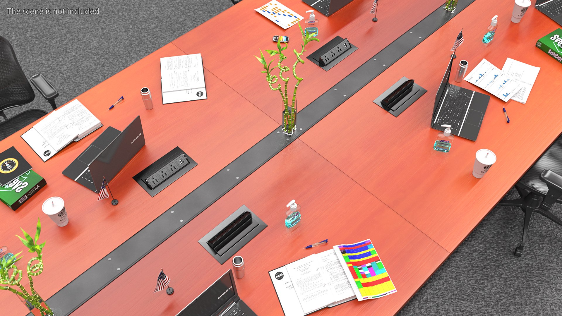 Conference Table With Power Outlets Set Mahogany Model - TurboSquid 1767107