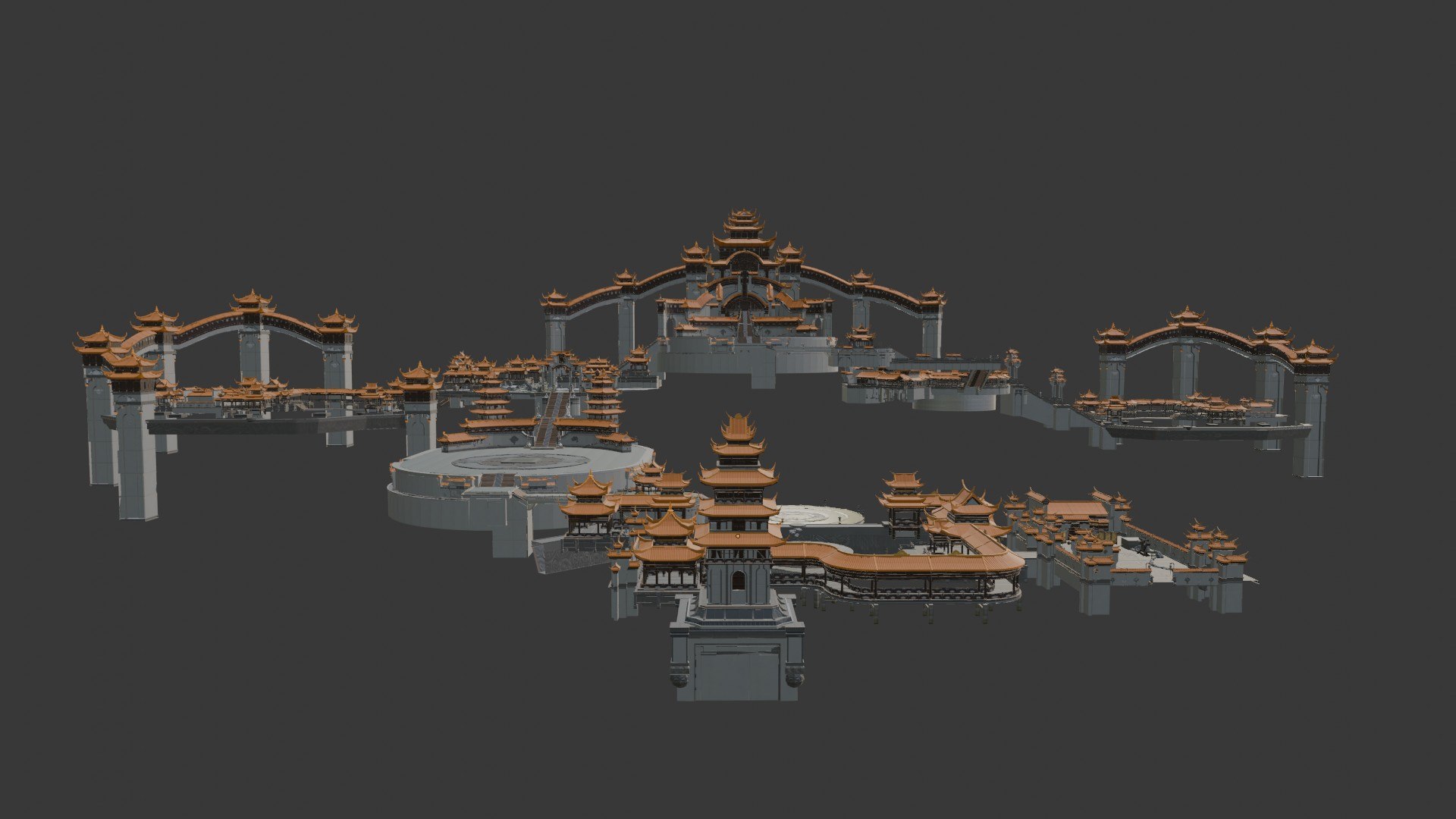 3D Ancient Chinese Architecture Complex Model - TurboSquid 2219553
