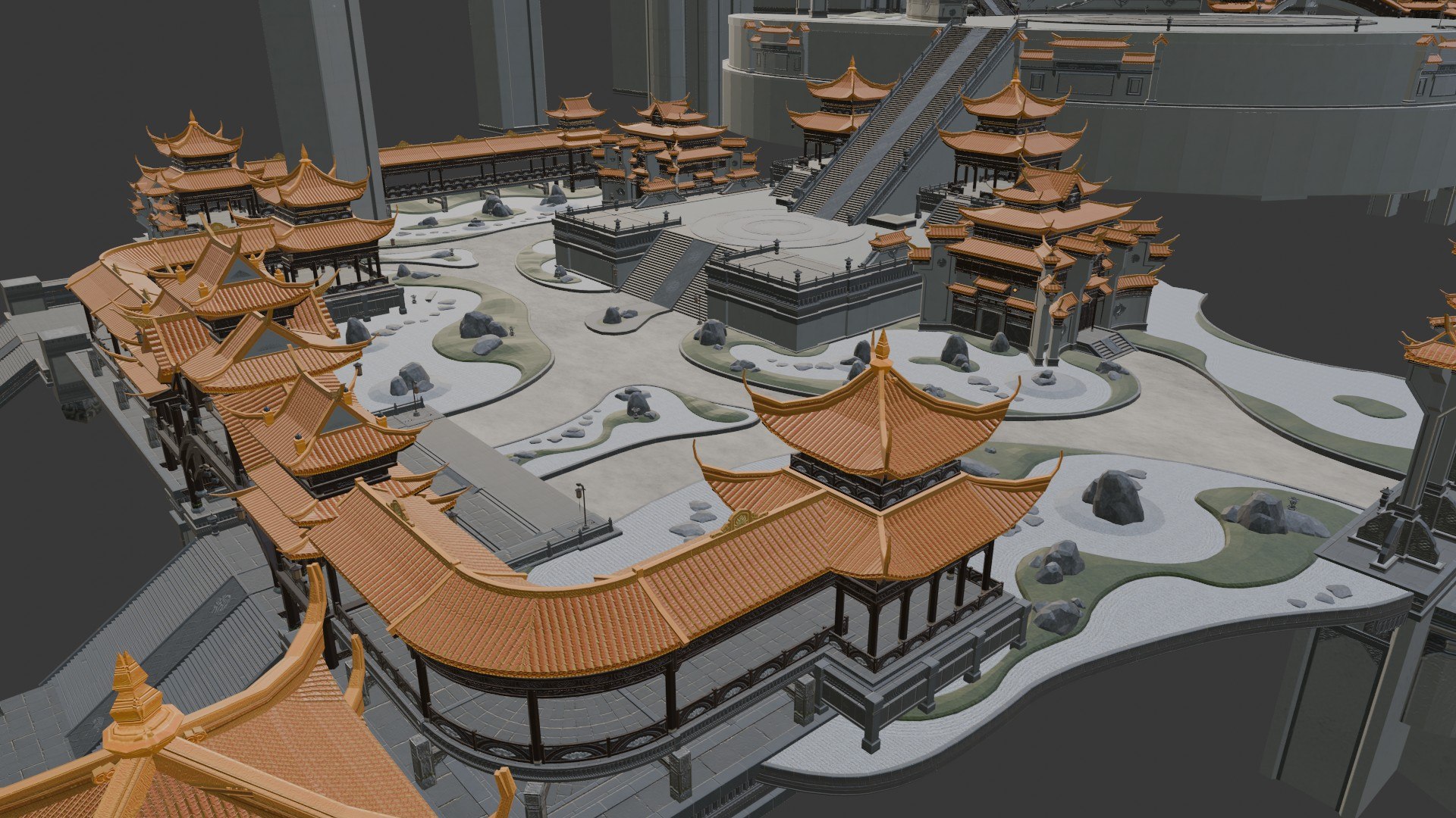3D Ancient Chinese Architecture Complex Model - TurboSquid 2219553