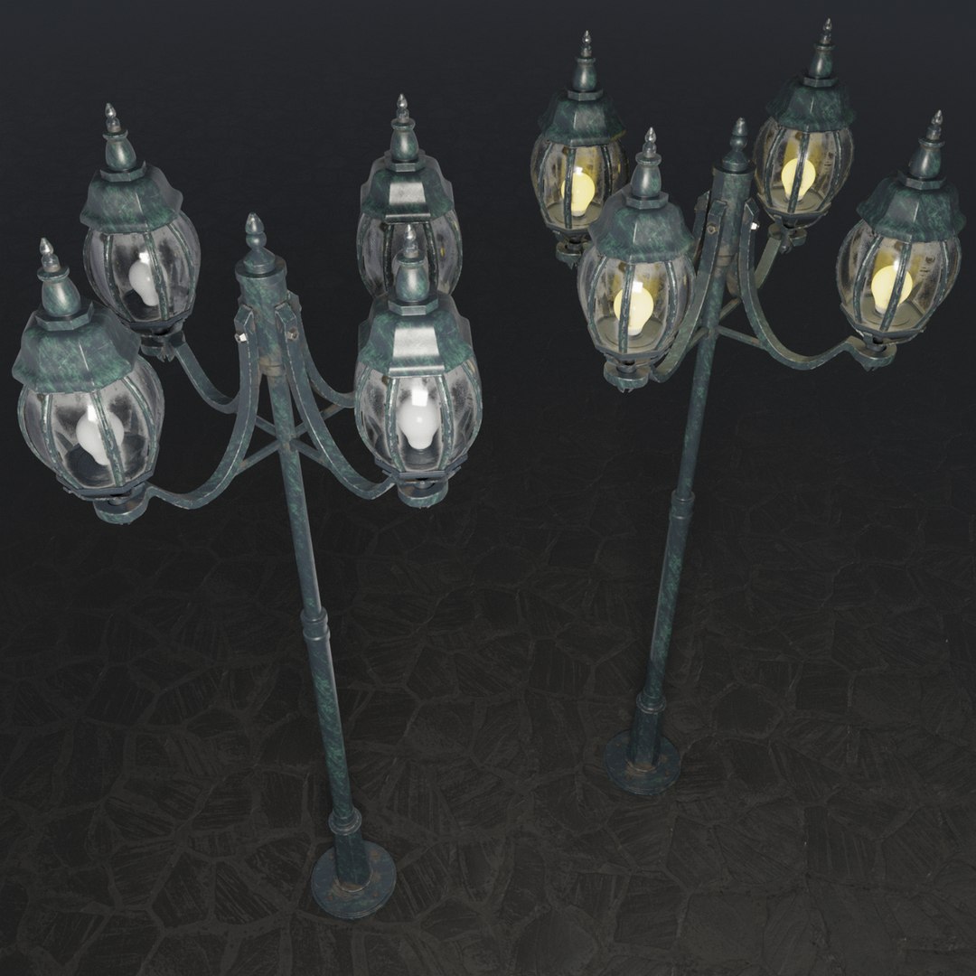 3D Bounded Street Lamp With Quad Stand Model - TurboSquid 1943615
