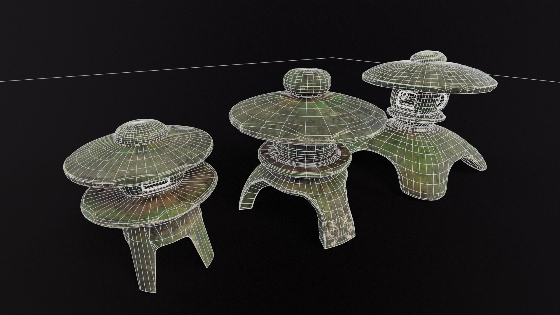 Three Japanese Lanterns 3D Model - TurboSquid 2222773