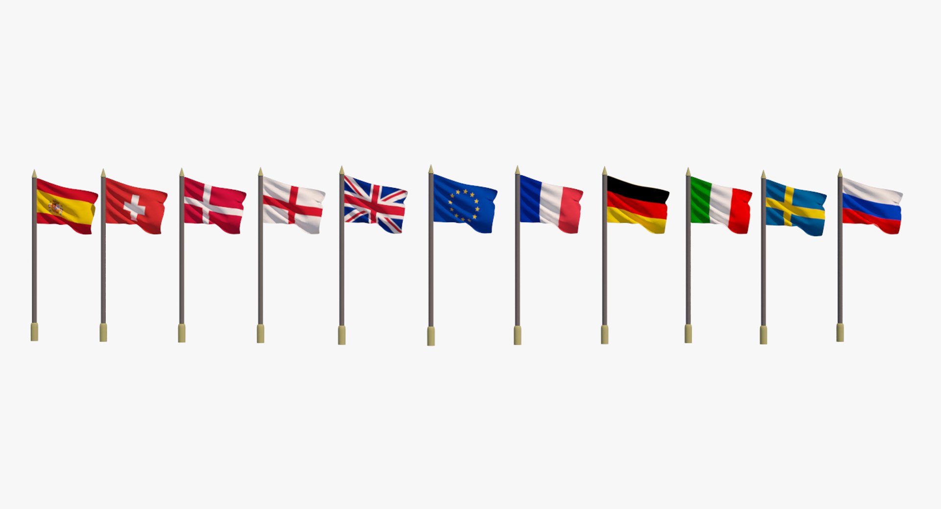 Flags Europe Countries - 3D Model - TurboSquid 1189727