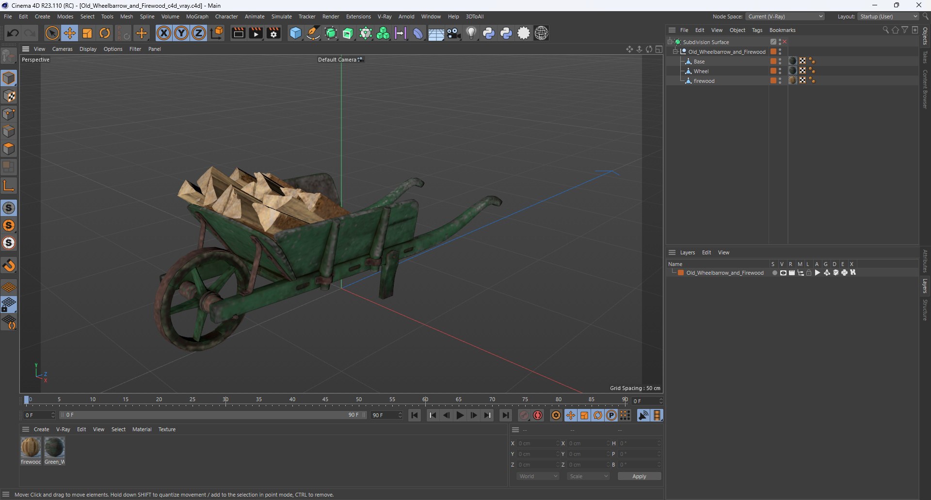 Old Wheelbarrow And Firewood 3D Model - TurboSquid 2291197