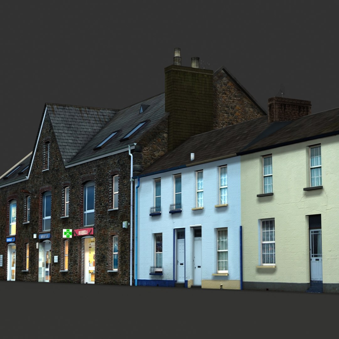 Suburbia Street Block Brick House 3d 3ds