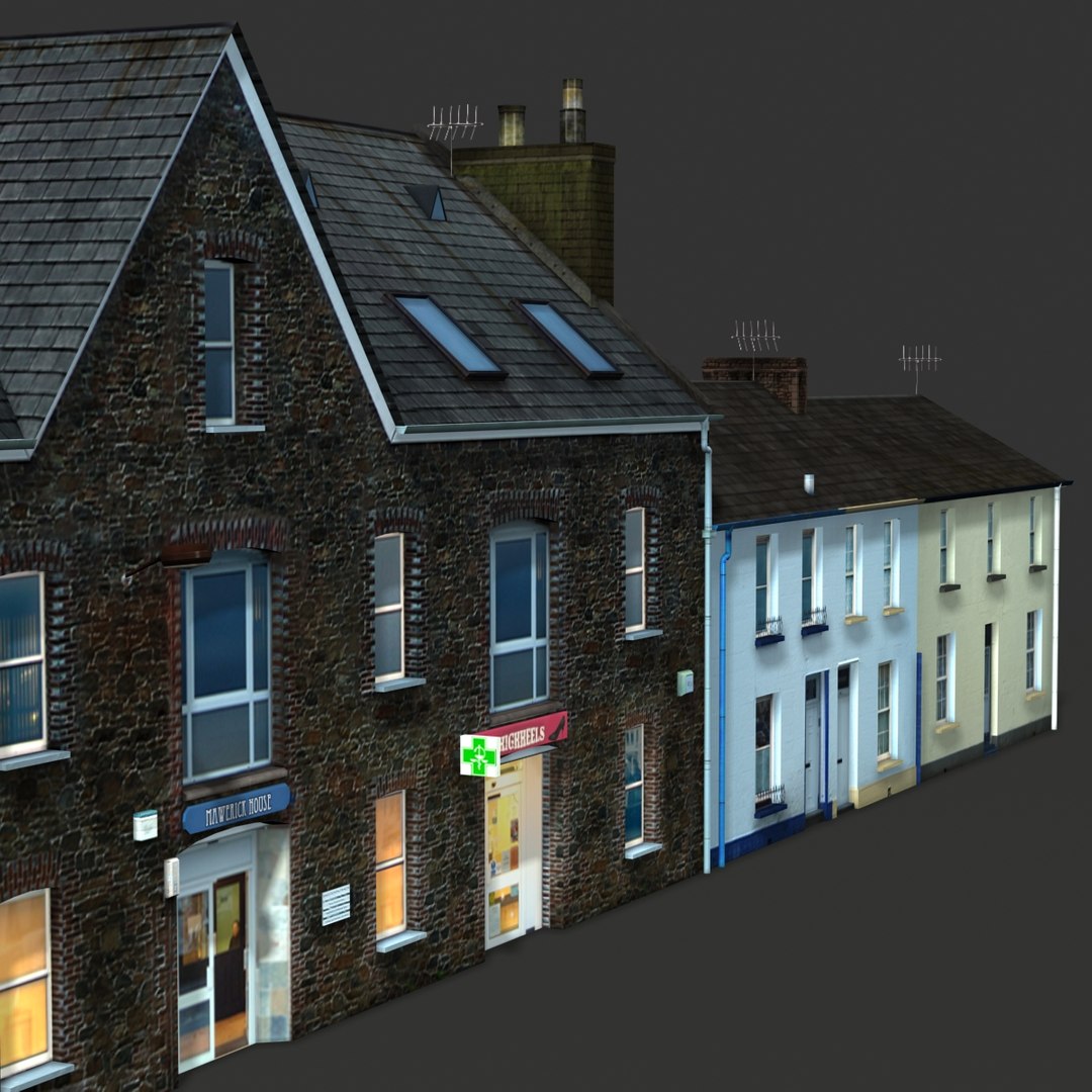 Suburbia Street Block Brick House 3d 3ds