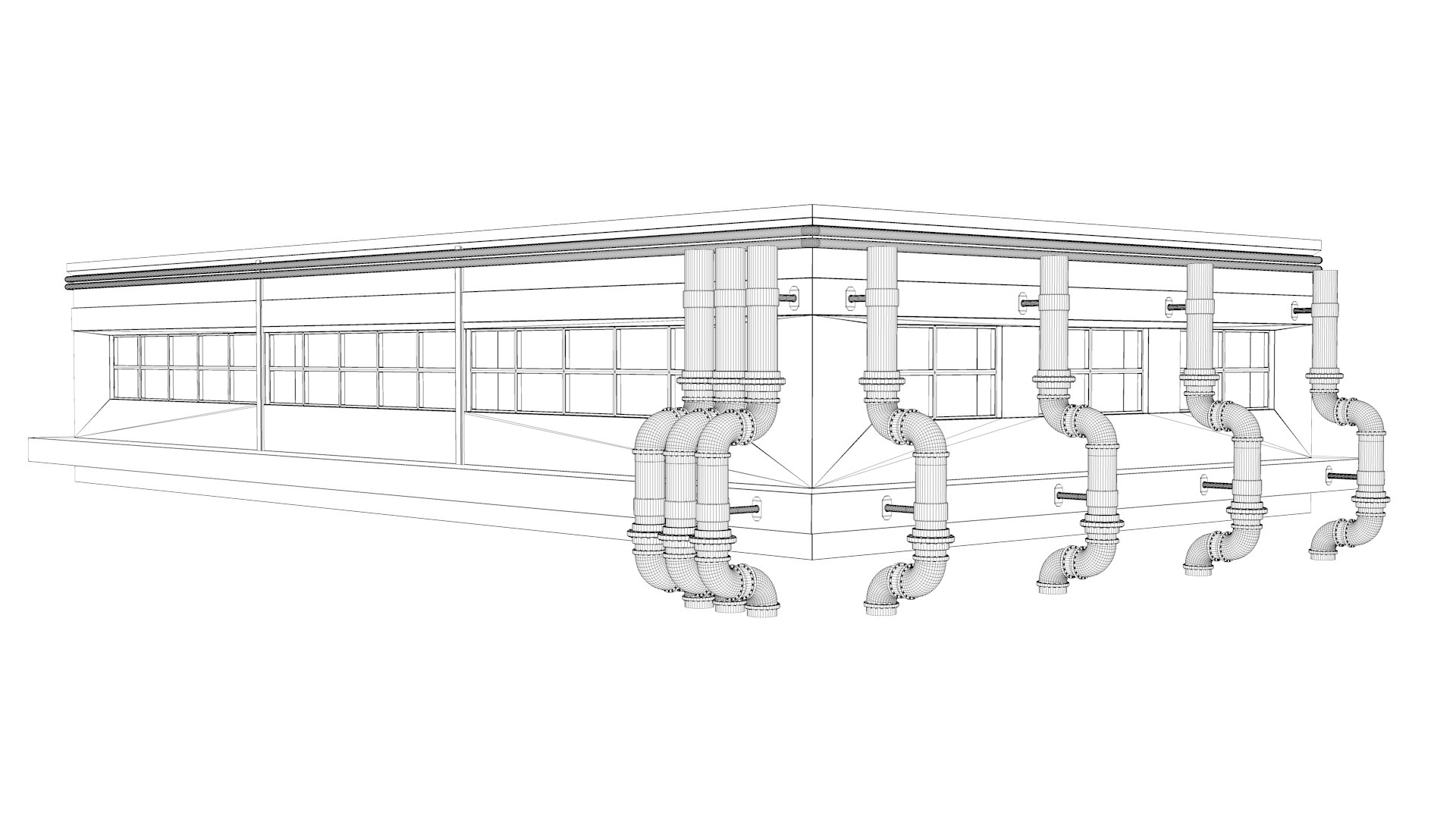 3D Stackable Industrial Facade With Pipes Model - TurboSquid 2146333