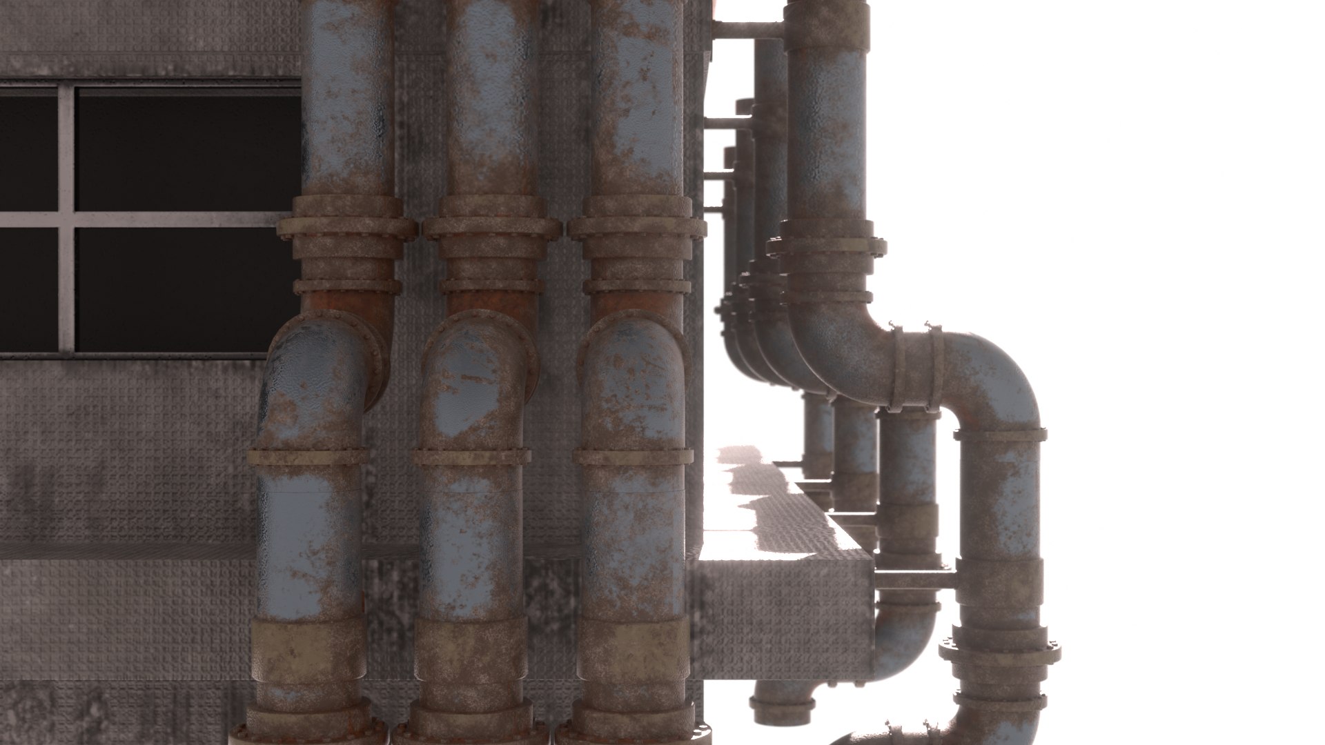 3D Stackable Industrial Facade With Pipes Model - TurboSquid 2146333