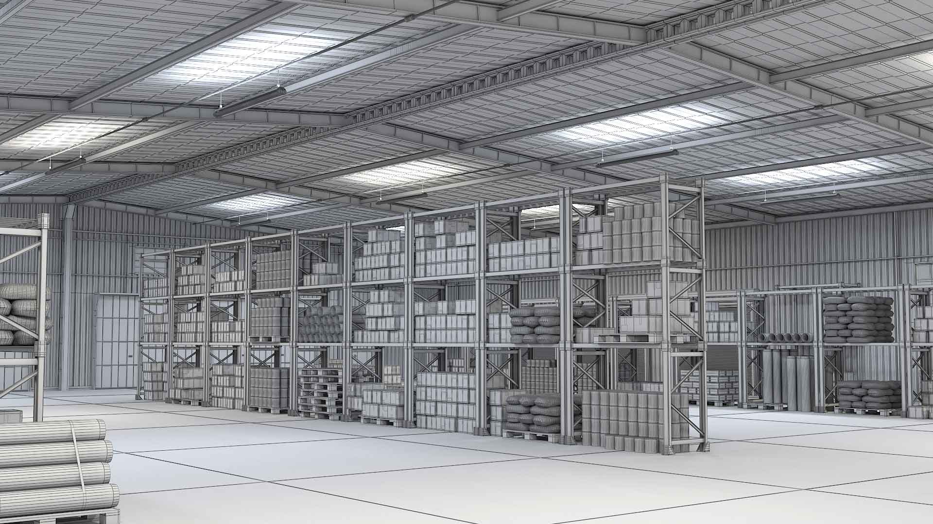 Warehouse Interior And Exterior PBR 01b Storage Facility 3D Model ...