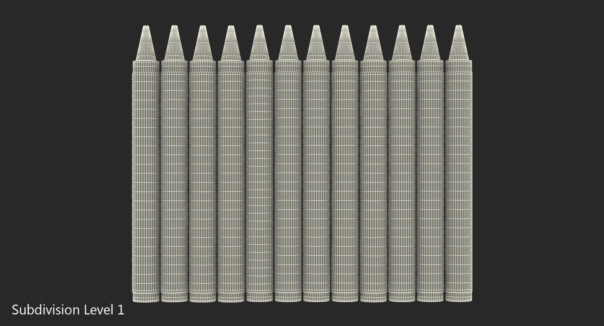 3D Model Crayons Set 12 Count - TurboSquid 1288579