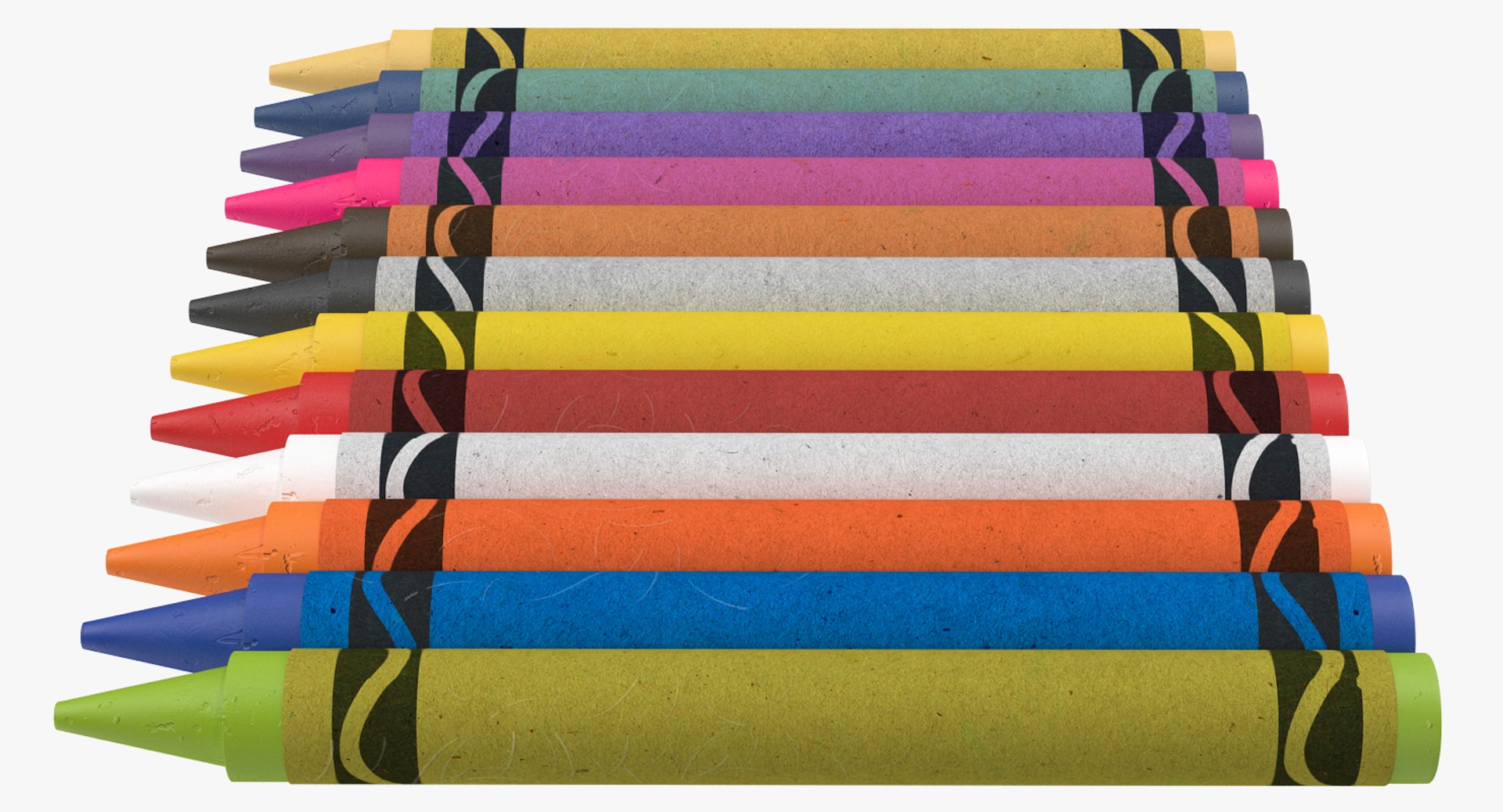 3D Model Crayons Set 12 Count - TurboSquid 1288579