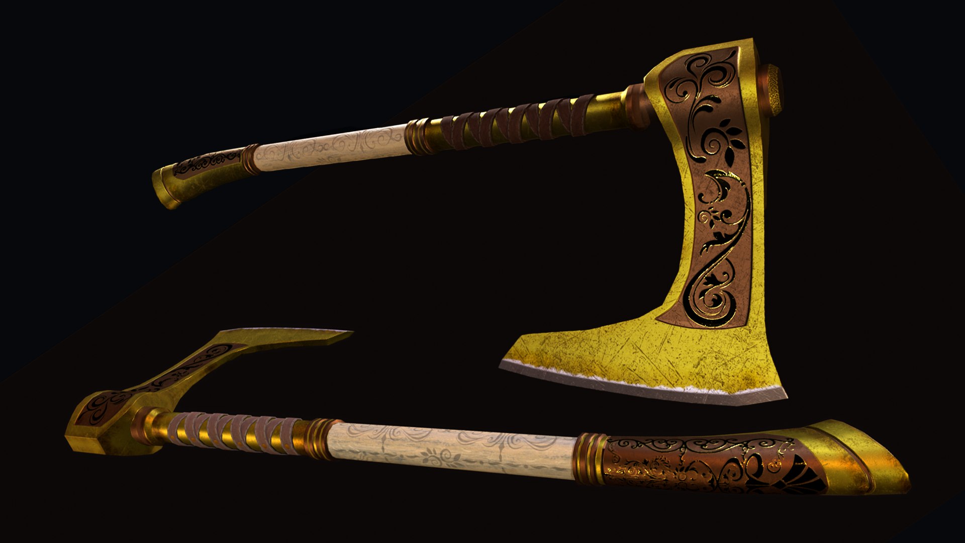 3D Battle Axe Gold Model - TurboSquid 1896811