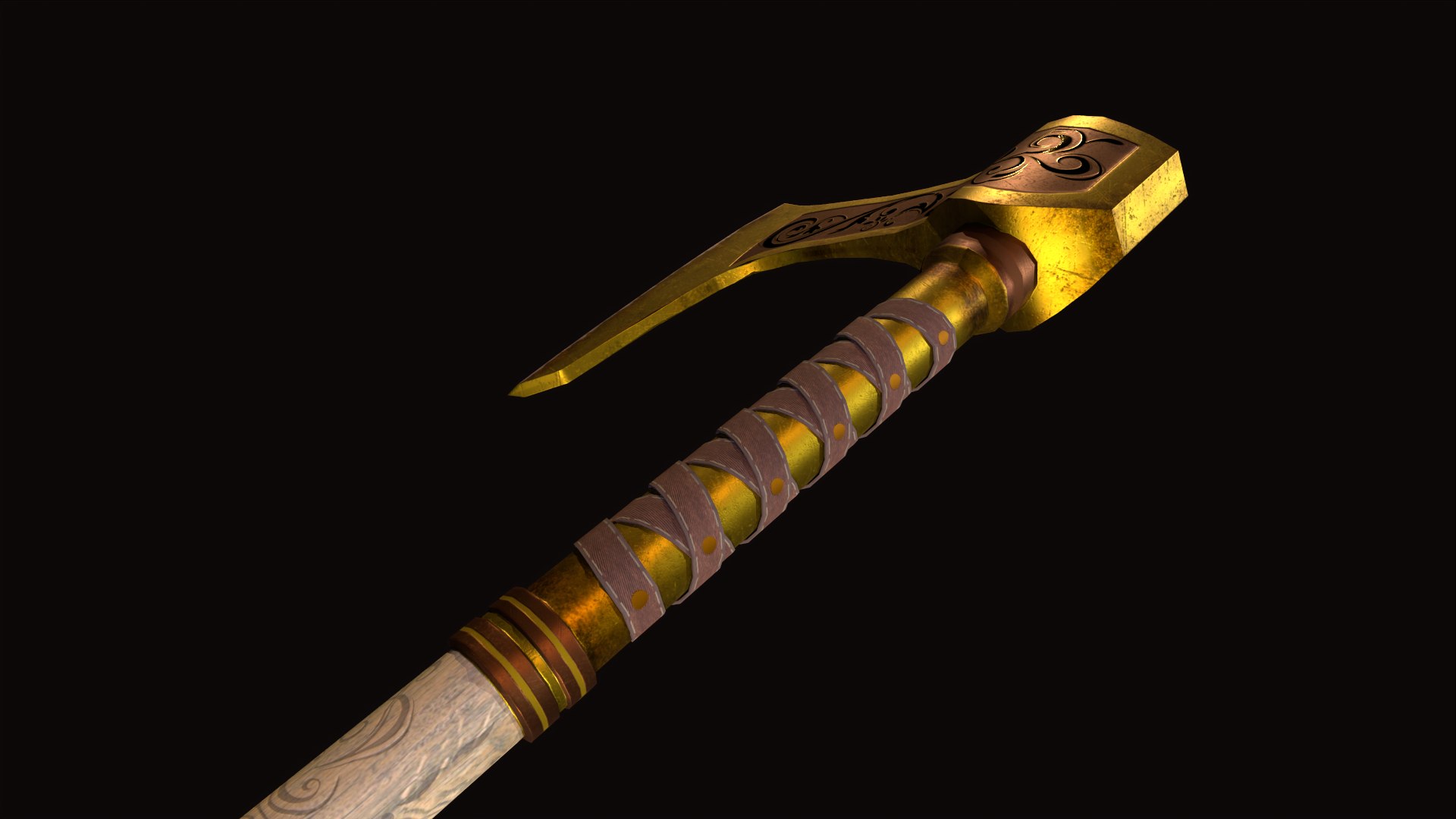 3D Battle Axe Gold Model - TurboSquid 1896811