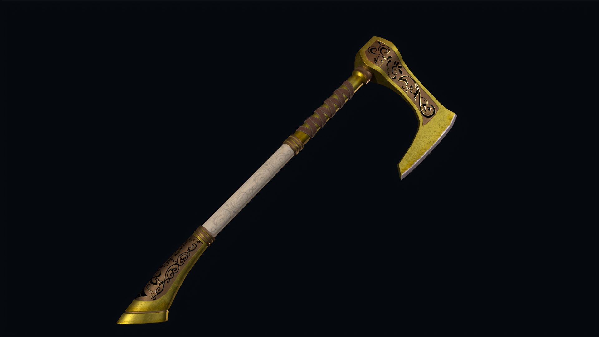 3D Battle Axe Gold Model - TurboSquid 1896811