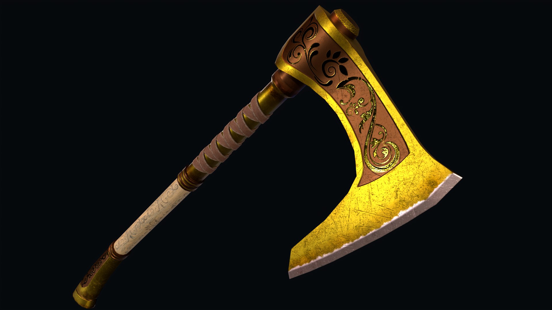 3D Battle Axe Gold Model - TurboSquid 1896811