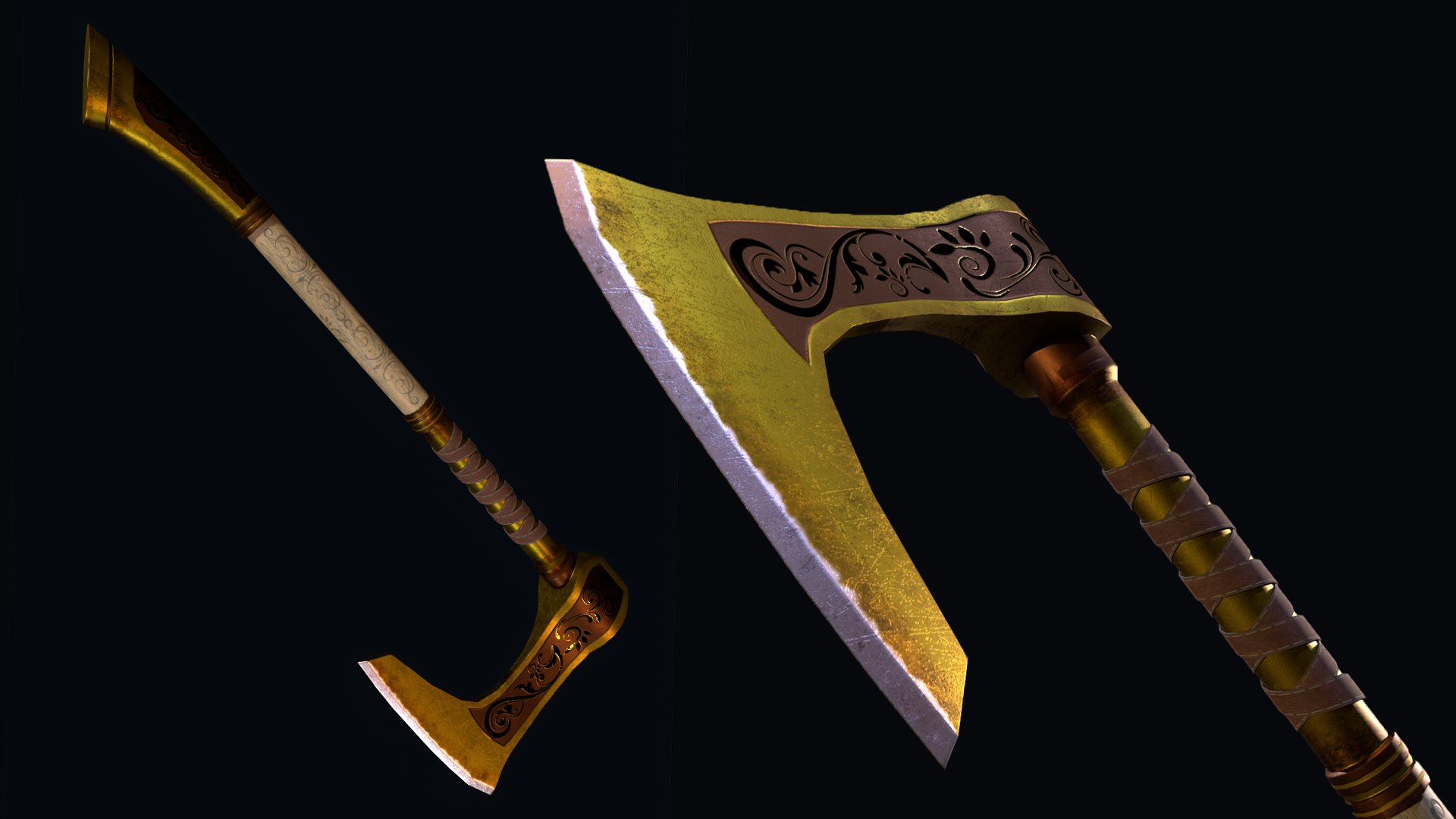 3D Battle Axe Gold Model - TurboSquid 1896811