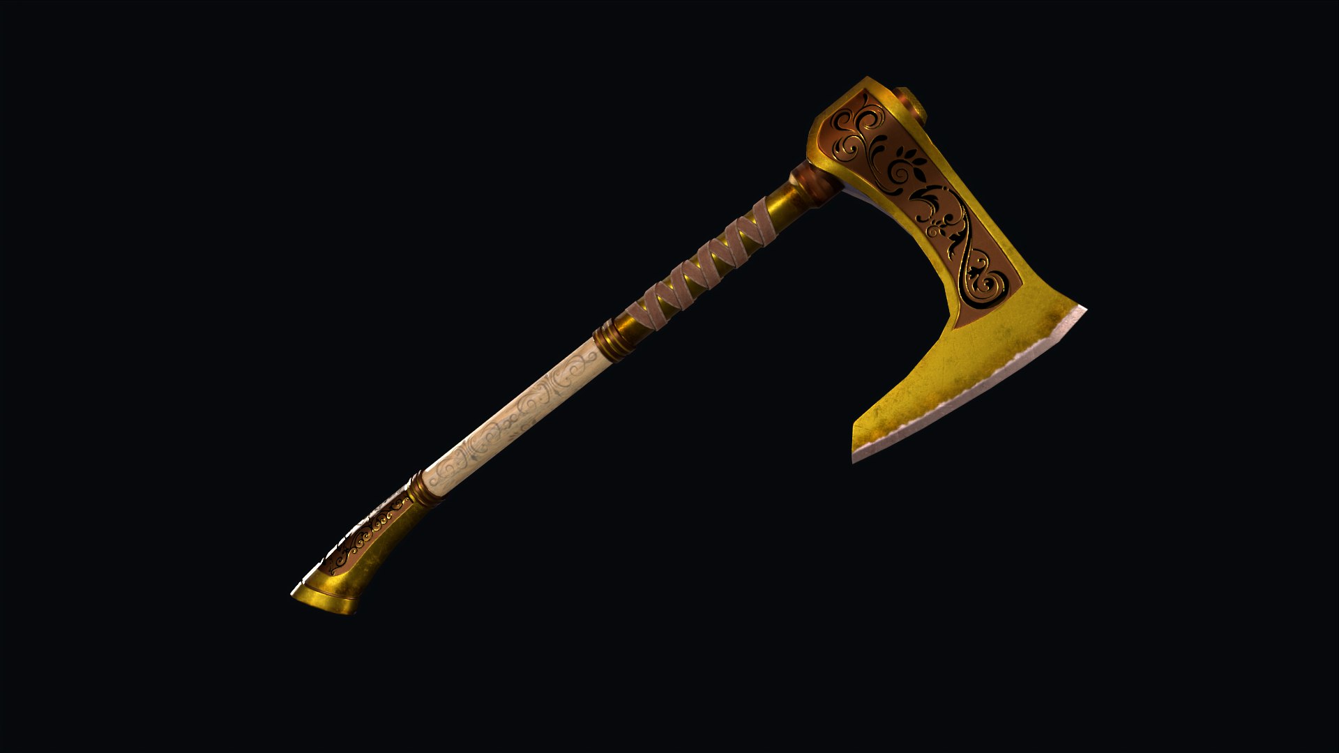 3D Battle Axe Gold Model - TurboSquid 1896811