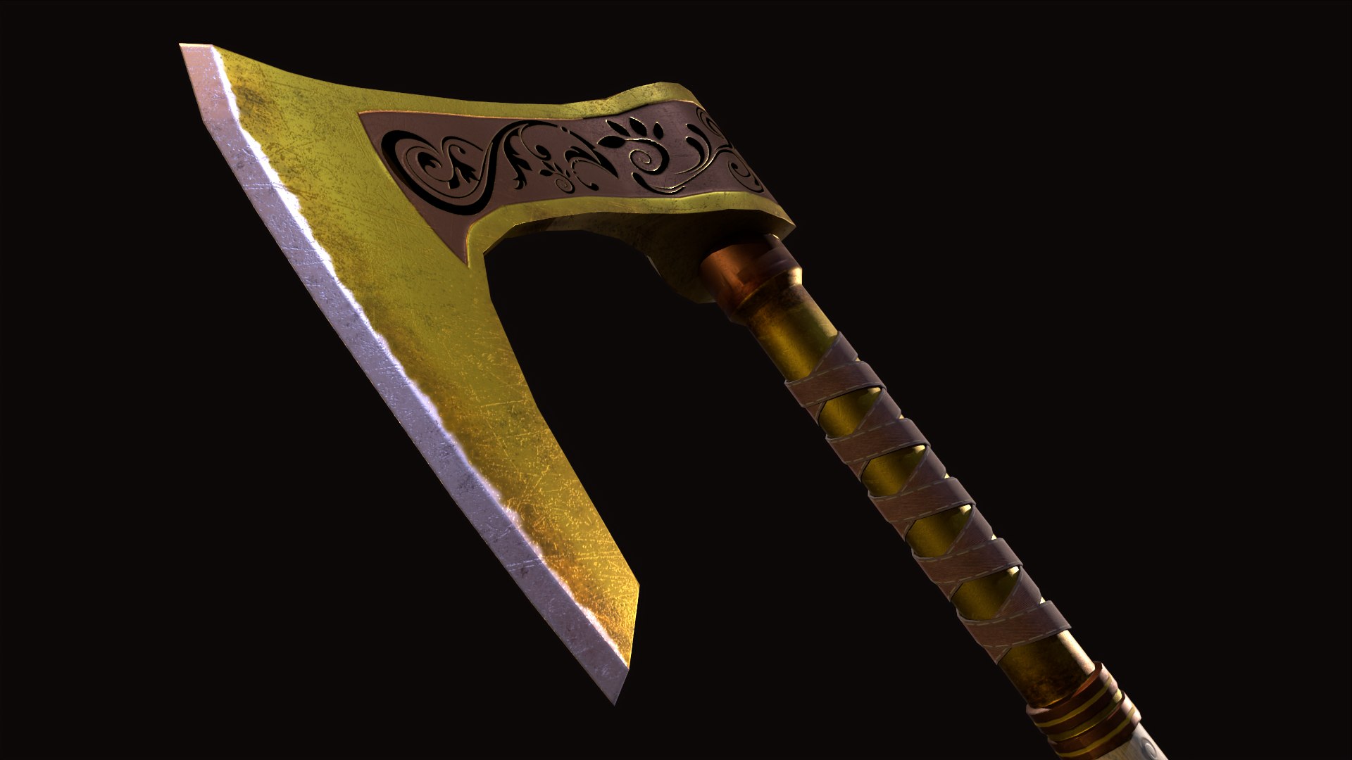 3D Battle Axe Gold Model - TurboSquid 1896811