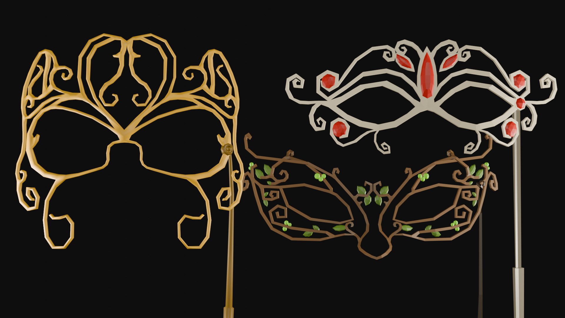 3D Masquerade Masks - Pack Of Three - TurboSquid 2237256