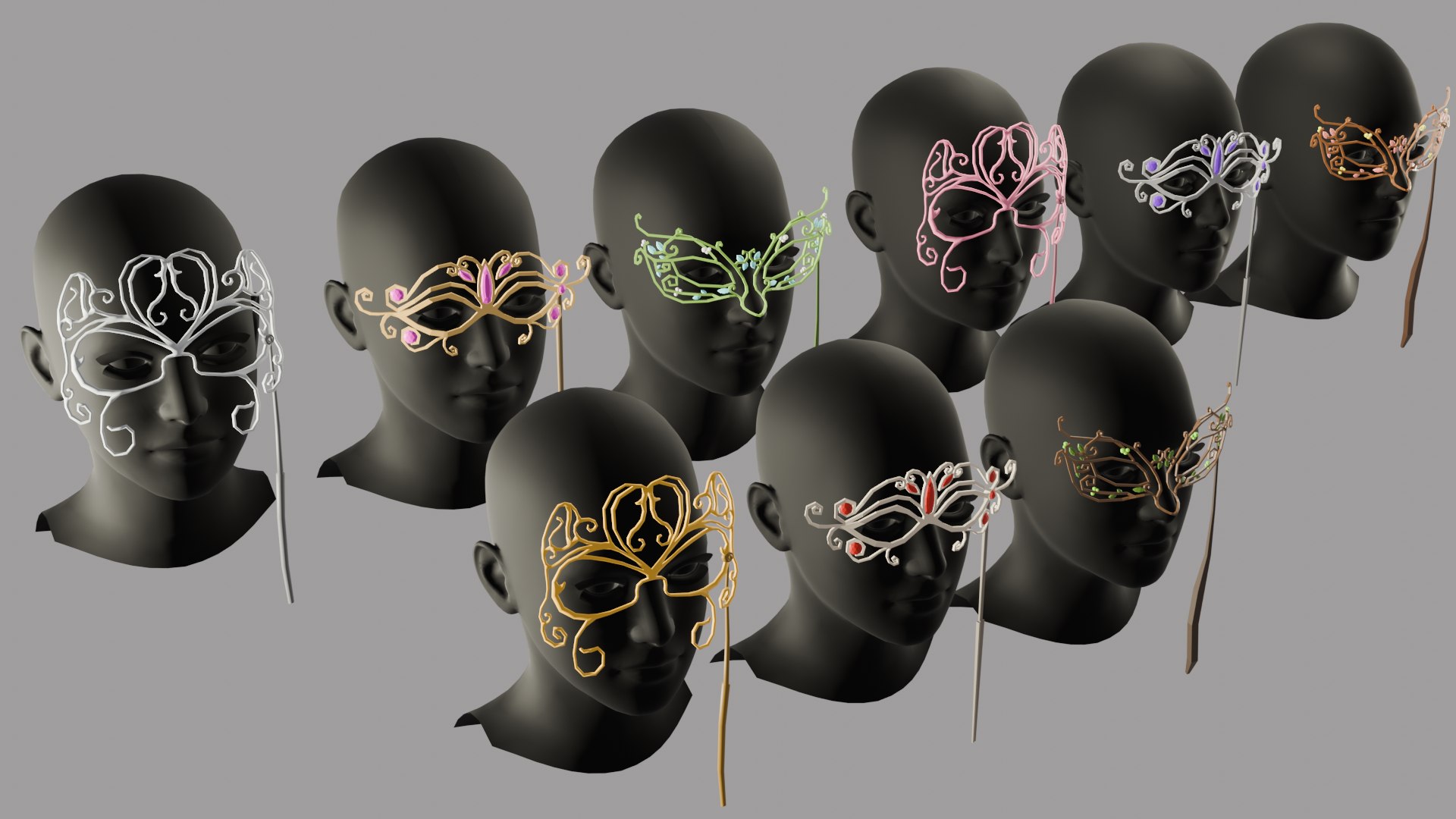 3D Masquerade Masks - Pack Of Three - TurboSquid 2237256