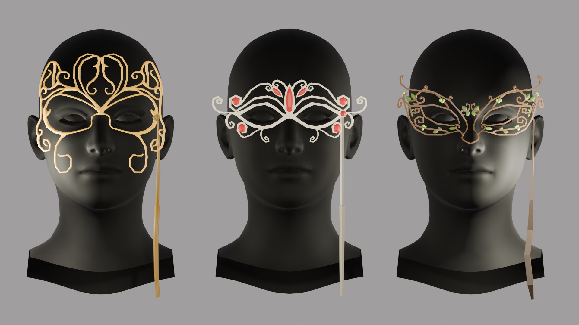 3D Masquerade Masks - Pack Of Three - TurboSquid 2237256