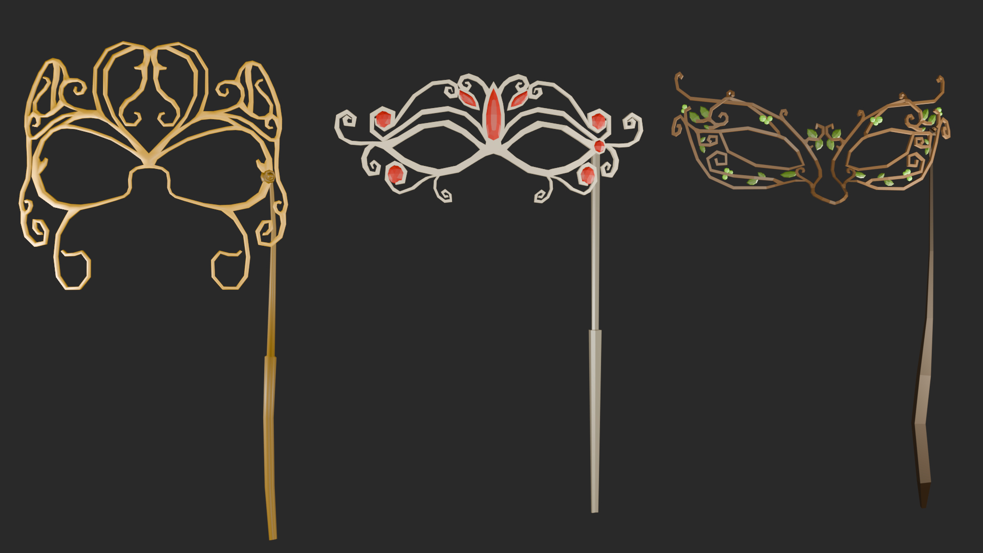 3D Masquerade Masks - Pack Of Three - TurboSquid 2237256