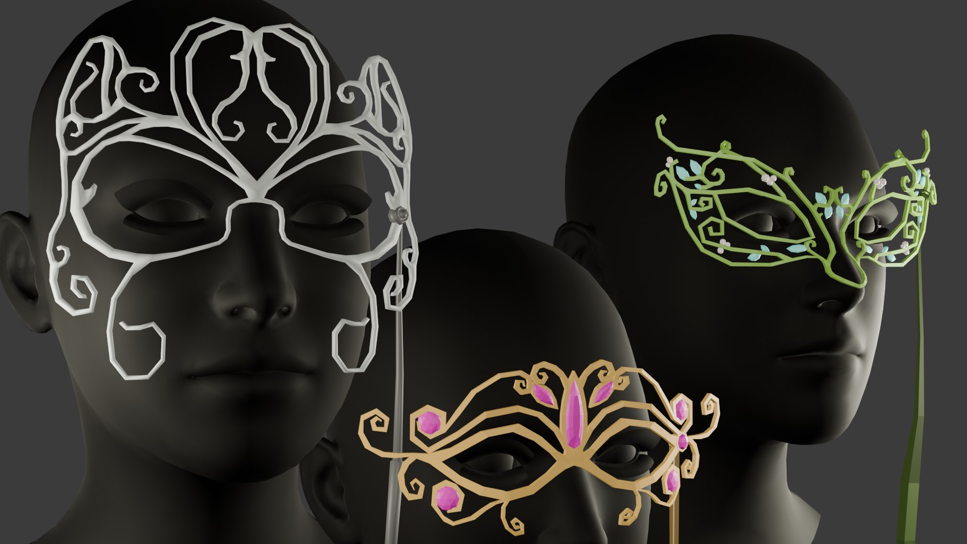 3D Masquerade Masks - Pack Of Three - TurboSquid 2237256