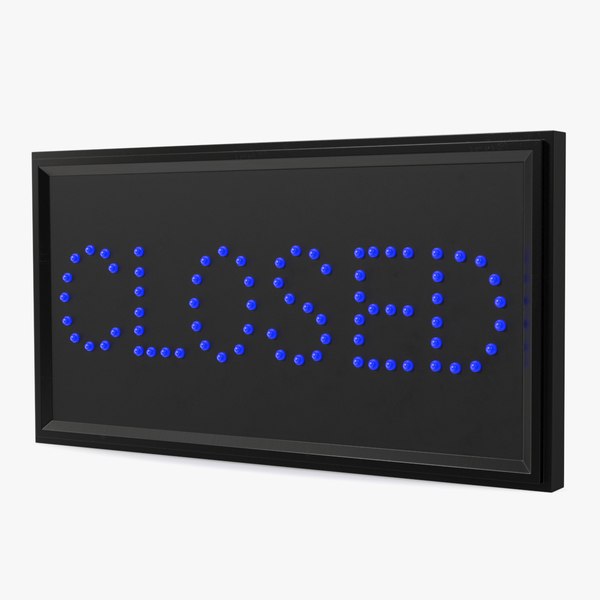 modelo 3d Classic Blue LED Sign Closed ON - TurboSquid 2105610