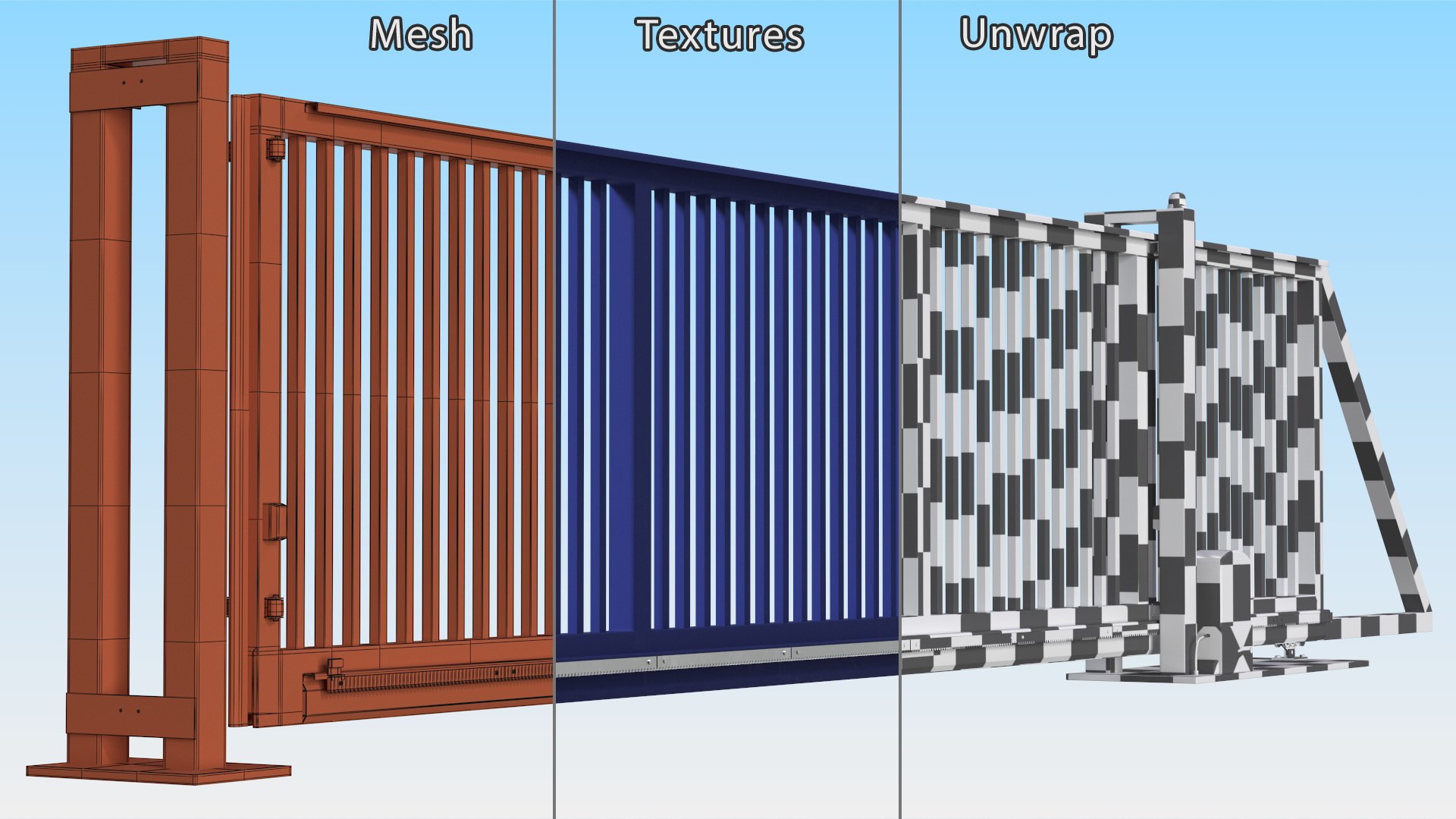 3D Commercial Sliding Gates Blue - TurboSquid 2152637