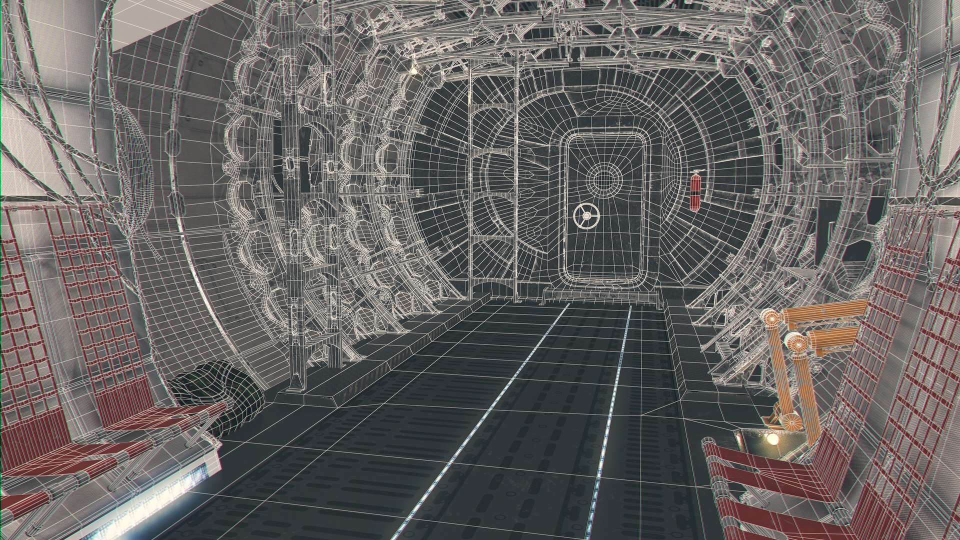 3d model of cargo aircraft interior