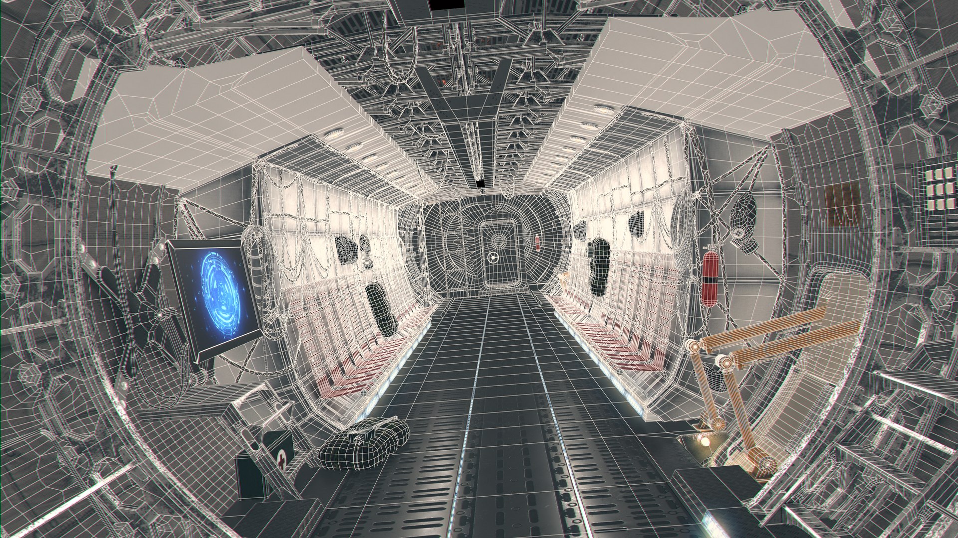 3d model of cargo aircraft interior
