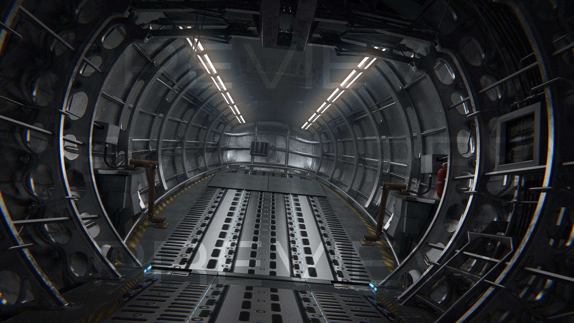 3d model of cargo aircraft interior