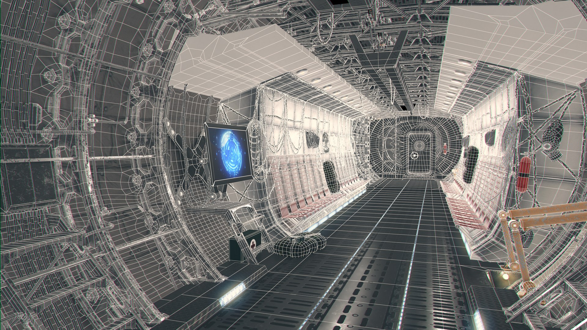 3d model of cargo aircraft interior