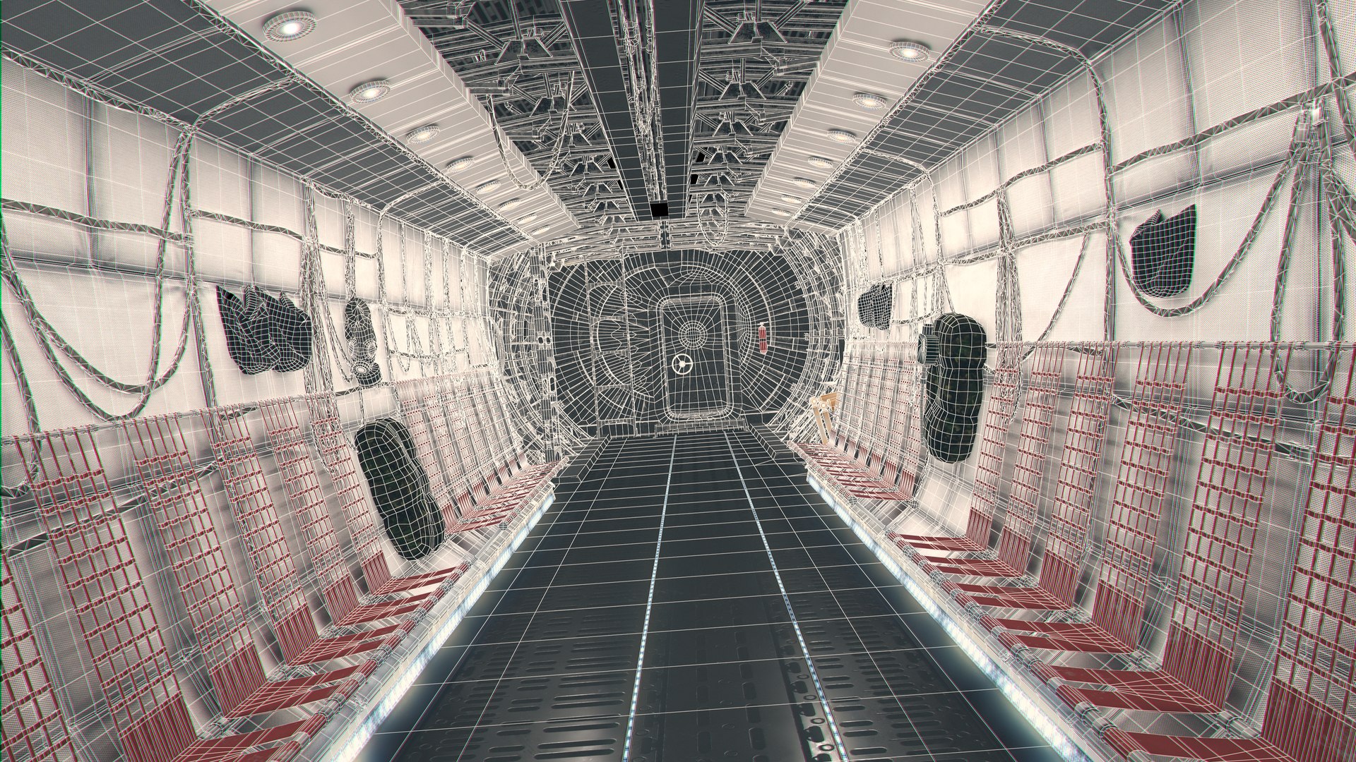 3d model of cargo aircraft interior