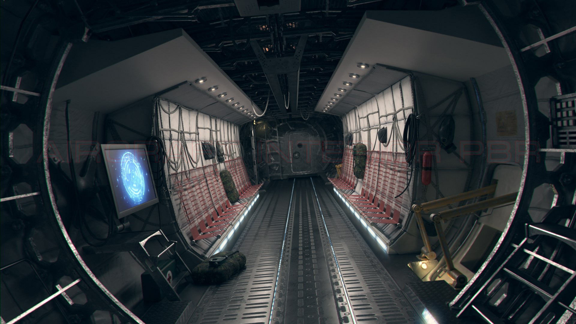 3d model of cargo aircraft interior