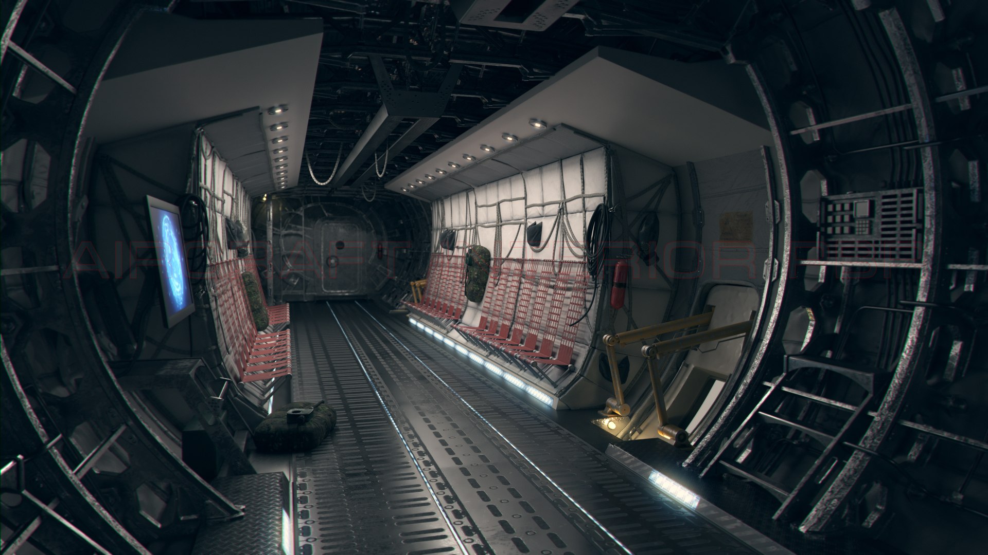3d model of cargo aircraft interior