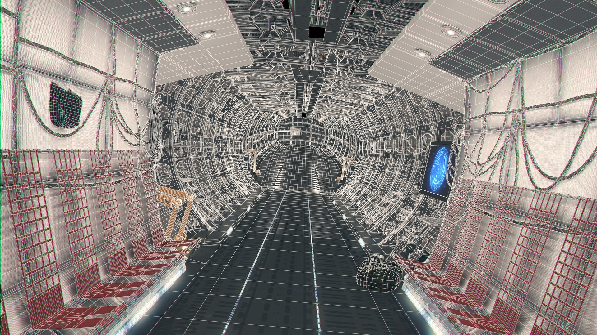 3d model of cargo aircraft interior