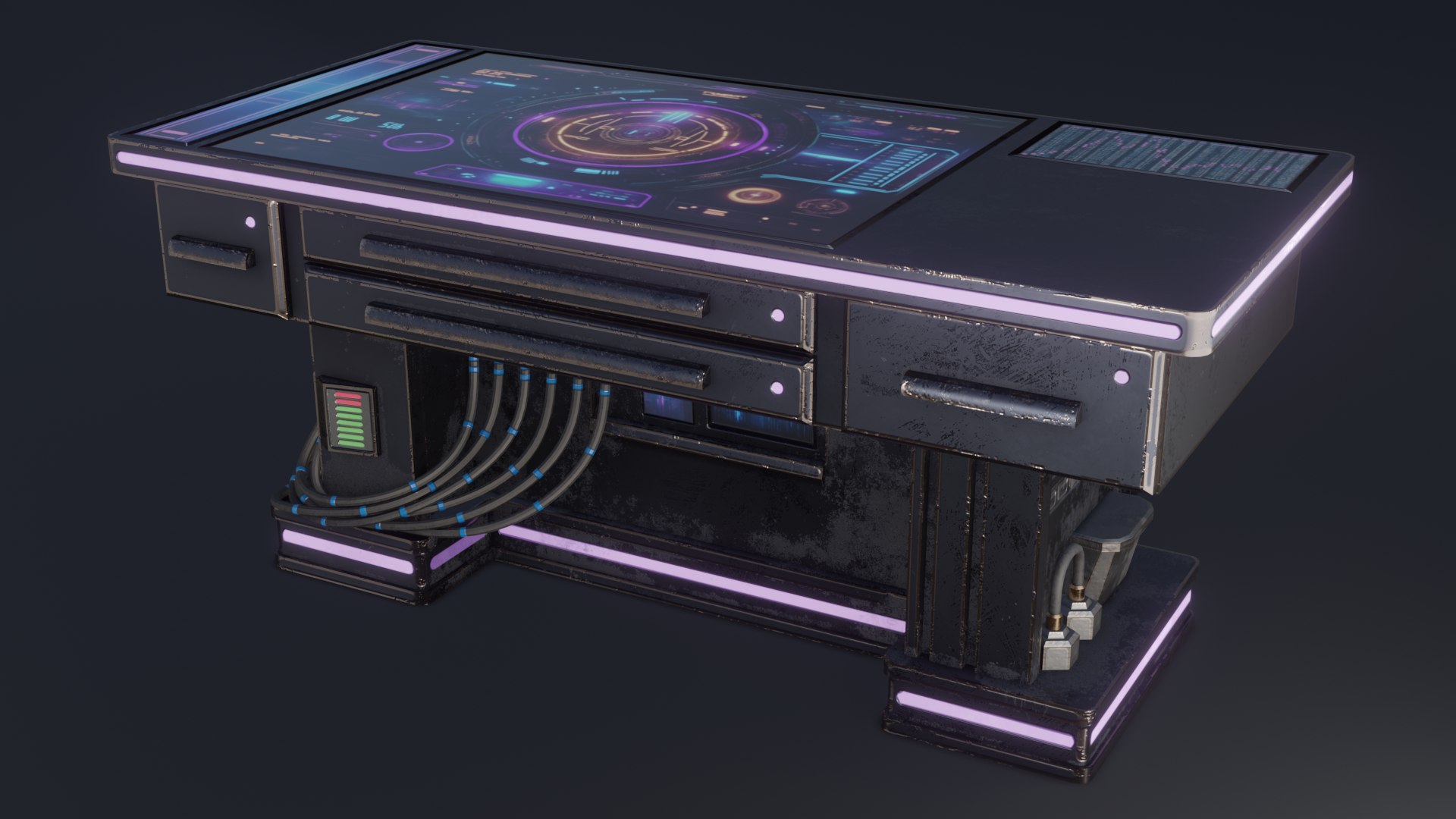 3D Cyber Table Blue 1 Model - TurboSquid 2144969