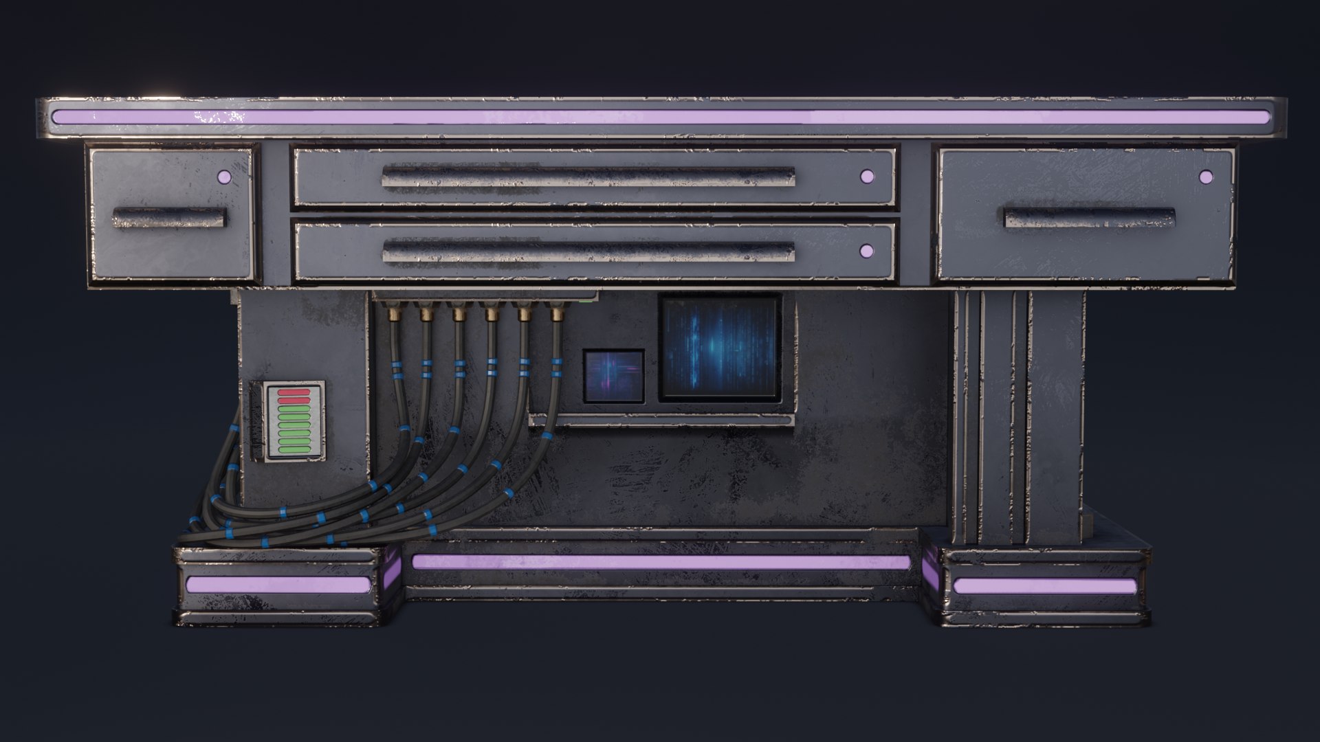 3D Cyber Table Blue 1 Model - TurboSquid 2144969