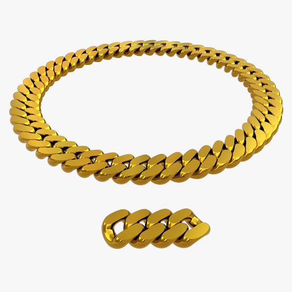 3D Gold Chain Necklace Diamond Stone model - TurboSquid 1974384